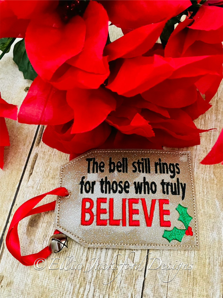 Believe Bell Tag - 4x4 - Products - SWAK Embroidery
