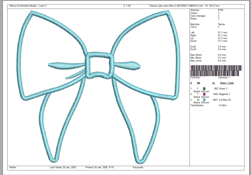 Classic Side Seam Bow - 3 Sizes - Products - SWAK Embroidery