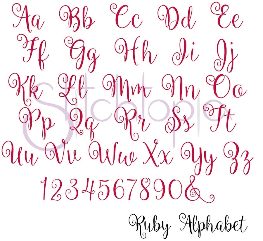 Ruby Alphabet Set - 5 Sizes! - Products - SWAK Embroidery
