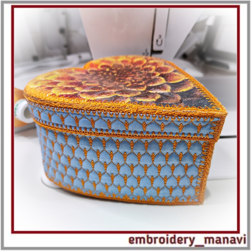 ITH Heart-Shaped Box with Photostitch Dahlia Lid and Quilted Sides - 6 ...