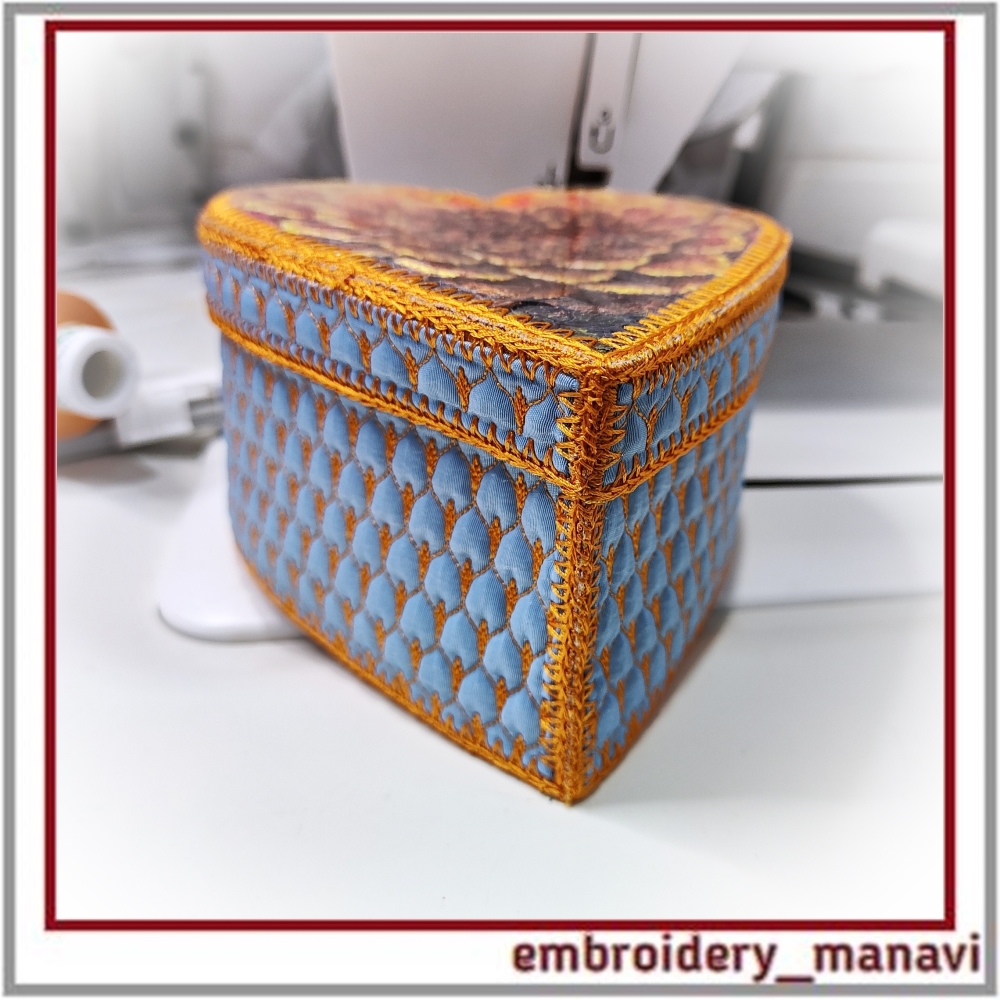 ITH Heart-Shaped Box with Photostitch Dahlia Lid and Quilted Sides - 6 ...